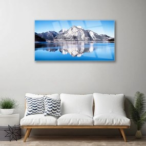 Obraz na skle Jezero Hory Krajina 125x50 cm