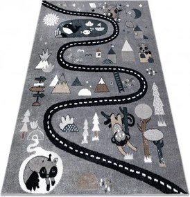 Detský kusový koberec Fun Route Street animals grey, 80x150, šedá, detská izba, Dywany Łuszczów