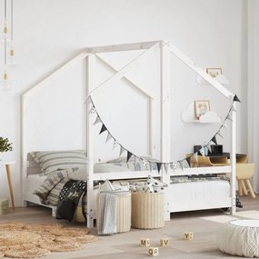 vidaXL Dětská postel 2x (70 x 140) cm masivní borové dřevo [3200593] Barva: Bílá