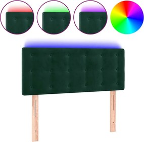 Čelo postele s LED tmavě zelené 100x5x78/88 cm samet 3122091