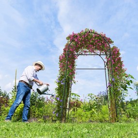 Costway 230 cm vysoký zahradní oblouk pro popínavé rostliny s šplhací pomůckou