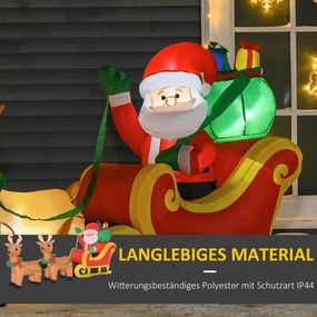 HOMCOM Nafukovací Santa Claus se sáňkami, 6 LED světel, voděodolný, 240 x 57 x 112 cm