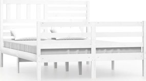 vidaXL Rám postele 135 x 190 cm Double masivní dřevo [3101064] Barva: Bílá