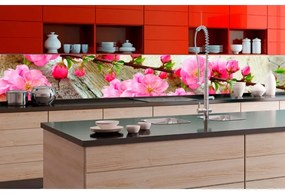 DIMEX | Fototapeta do kuchyně Sakura KI-350-053 | 350 x 60 cm | zelená, růžová
