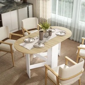 HOMCOM skládací kuchyňský stůl s vyklápěcími deskami, skládací oválný kuchyňský stůl, moderní styl 163 x 80 x 75 cm, přírodní