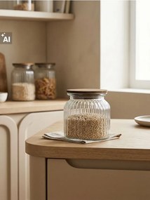 Sinsay - Skleněná dóza na potraviny s dřevěným víkem - clear