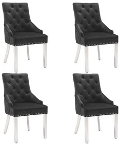 Jídelní židle 4 ks černé samet,  3080229