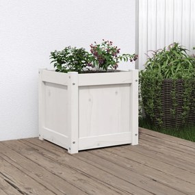 Zahradní truhlík bílý 40 x 40 x 40 cm masivní borovice - Default Title