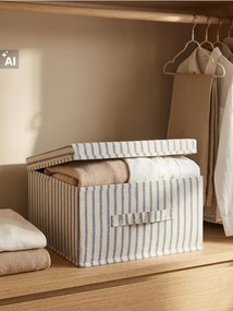 Sinsay - Skládací koš na ukládání s pruhy - námořnická modrá