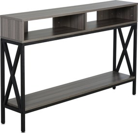 HOMCOM Konzolový stůl do předsíně s 2 přihrádkami a policí 120x23,5x75 cm Šedý a černý | Aosom