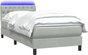 Box spring postel s matrací a LED Světle šedá 90x220 cm Samet 3317199