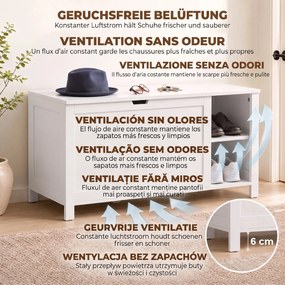 HOMCOM Lavička na boty s nastavitelnou vložkou a skládací přihrádkou, lavice na boty, bílá