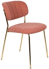 OnaDnes -20% White Label Růžová látková jídelní židle WLL Jolien se zlatou podnoží