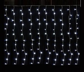 Vnitřní LED vánoční závěs - studená bílá, 8 programů, 1,2m, 144 LED