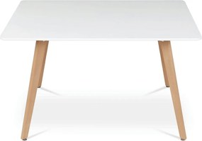 Jídelní stůl, MDF, bílý matný lak, masiv buk (120 x 80) cm