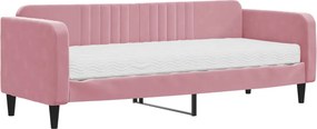 Válenda s matrací růžová 80 x 200 cm samet 3197035