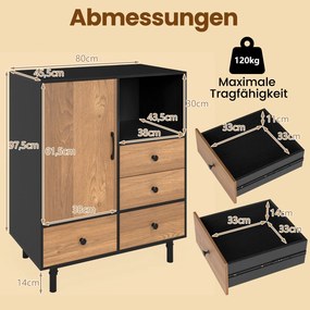 Costway Bufetový příborník středověká moderní úložná skříň s 4