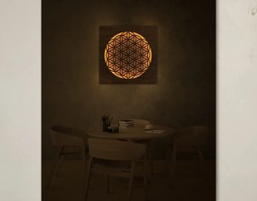 Li-Go "Květ života" světelný obraz 230V 62x62cm provedení povrchu: dub světlý