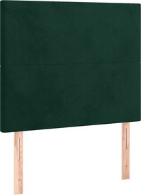 Box spring postel s matrací a LED tmavě zelená 90x200 cm samet 3135984