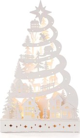 Dřevěná dekorace STROM s LED 45 cm, bílá