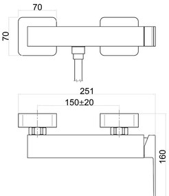 Nástěnná sprchová baterie v leskle stříbrné barvě (1 výstup) Latus – Sapho