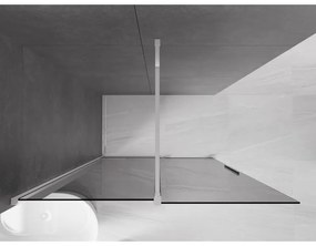 Mexen Velar, sprchová zástěna s posuvnými dveřmi Walk-in 140 x 200 cm, 8mm šedé sklo, chromová, 871-140-000-43-01