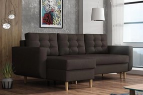 DABEK MEBLE NORDIC II rohová rozkládací sedačka s úložným prostorem hnědá 232 x 90 x 138 cm