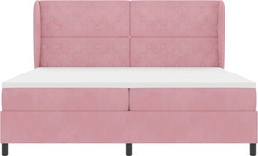 Postel s boxspringem s čelo Růžová 200 x 200 cm samet 3340897
