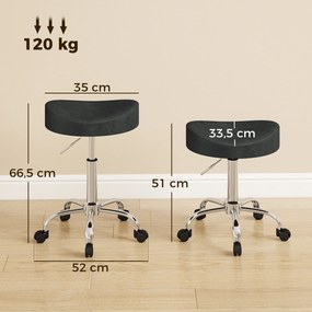 HOMCOM otočná stolička, nastavitelná výška, umělá kůže s čalouněným sedadlem pro tetovací studio v spa office black