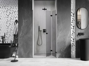 Mexen, Mexen Lunar-F pravé skládací sprchové dveře 90 cm, průhledné, černé - 836-090-000-70-00-P