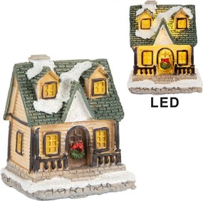 Dekorace malinký svítící béžový domek Manon LED - 5*5*6 cm