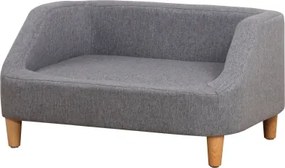 PawHut psí pohovka, kočičí pohovka, pohovka pro domácí zvířata, skandinávský styl, nohy z dřeva, odnímatelný látkový potah, 75 x 55 x 39 cm - šedá