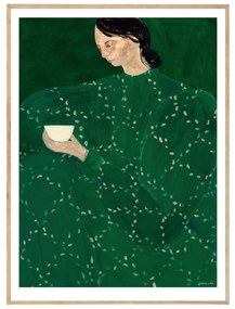 THE POSTER CLUB Autorský plakát Coffee Alone At Place de Clichy by Sofia Lind 50x70 cm, zelená barva, papír