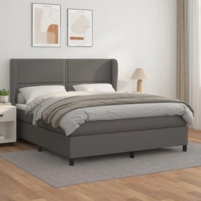 Box spring postel s matrací šedá 180x200 cm umělá kůže
