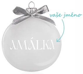 Vánoční celopískovaná baňka se jménem a mašličkou 8 cm