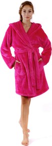 Krátký župan s kapucí Lilly extra one size malinový 33 20 3430 - S/M