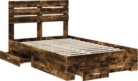 Rám postele s čelo Kouřový dub 135 x 190 cm Kompozitní dřevo 3411655