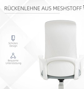 Kancelářská židle Vinsetto s funkcí naklápění, výškově nastavitelná, ergonomická počítačová židle, otočná PC židle pro domácí kancelář, pružná látka,…