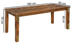 Bruxxi Jídelní stůl z recyklovaného dřeva Kalkutta, 180 cm, mango