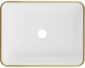 Mexen Catia umyvadlo na desku 48 x 37 cm, bílá/zlatý okraj - 21314805
