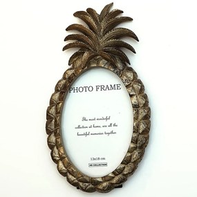 Zlatý fotorámeček ve vintage stylu ve tvaru ananasu-13x18cm
