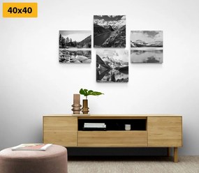 Set obrazů okouzlující horské krajiny v černobílém provedení Varianta: 4x 40x40