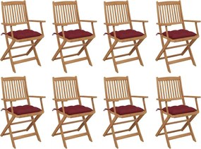 vidaXL Skládací zahradní židle s poduškami 8 ks masivní akácie [3075101] Barva: Šedá