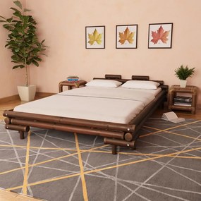 Rám postele tmavě hnědý bambus 140 x 200 cm,  247293