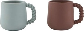 Modré/hnědé silikonové dětské hrnky v sadě 2 ks Mellow – OYOY Mini