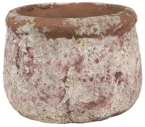 Béžovo-červený kameninový obal na květináč s patinou Jurrien IX S – 13x9 cm