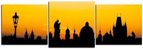 Obraz na plátně - Siluety věží a sochy v Praze - panoráma 5112D (120x40 cm)