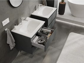 Mexen Orio, koupelnová skříňka 60 cm s umyvadlem Vela, 2 zásuvky, grafitová matná/bílá matná, 91A10-06047-2-BFF66-W23M01
