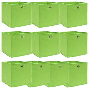 Úložné boxy 10 ks zelené 32 x 32 x 32 cm textil