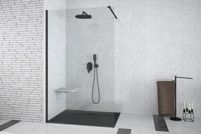 BESCO Walk-in sprchový kout AVEO BLACK BARVA rámu - Černá, Pevná stěna - Bez pevné stěny, Rozměr A - 100 cm, Rozměr C - 195 cm, Výplň - Čiré bezpečnostní sklo - 8 mm BCAVEO100BL